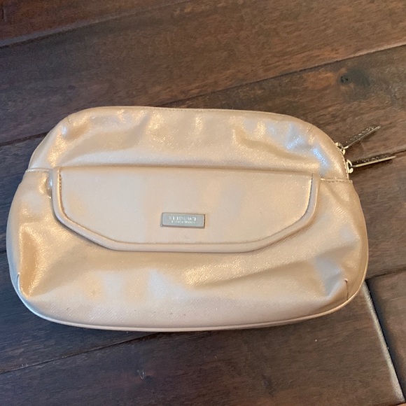 Versace | Bags | Versace Parfums Gold Zip Clutch Euc | Poshmark